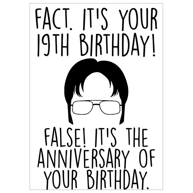 Funny 19th Birthday Card Dwight Schrute Funny Birthday Card | Etsy