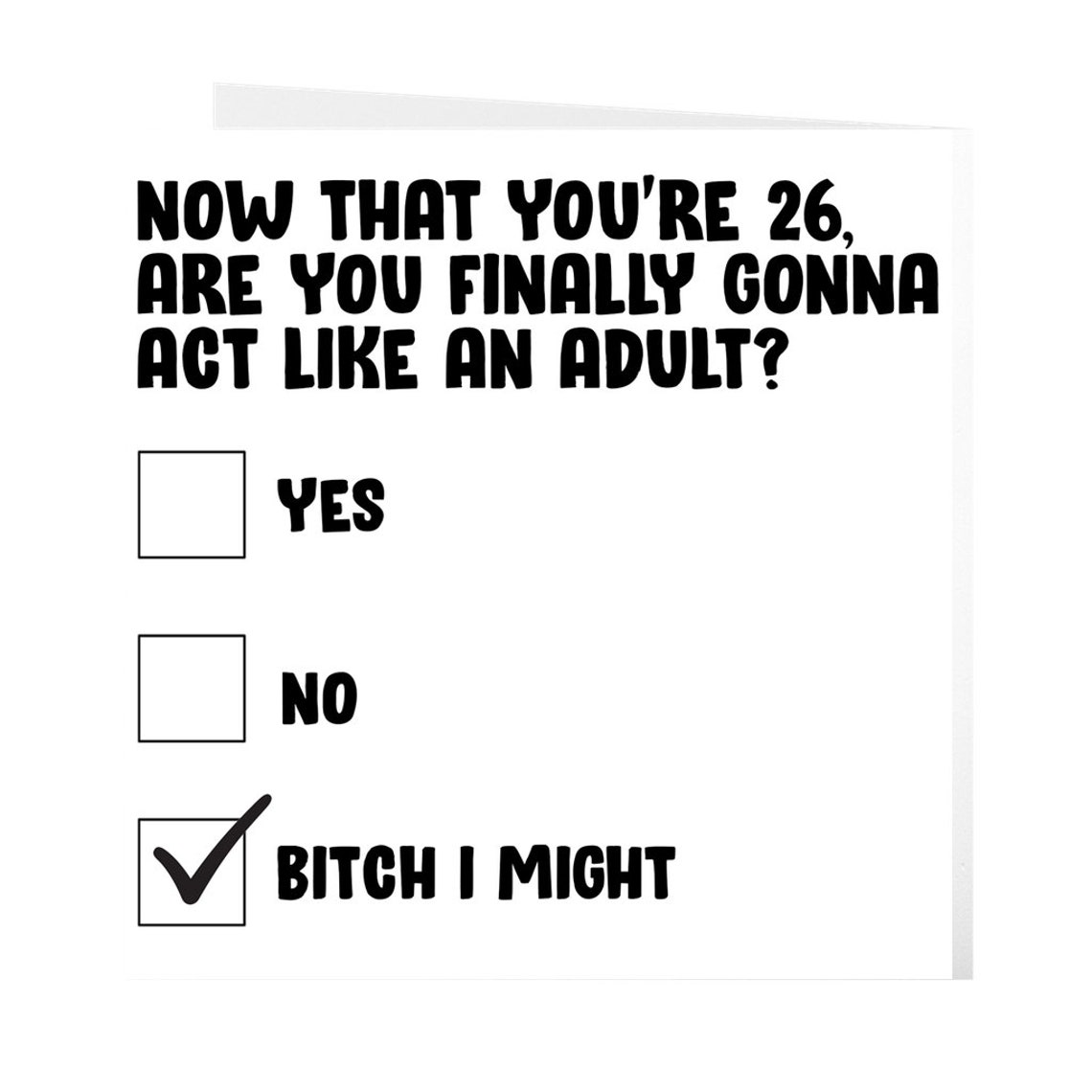 Funny 26th Birthday Card 26 Year Old Birthday Card Card For Etsy