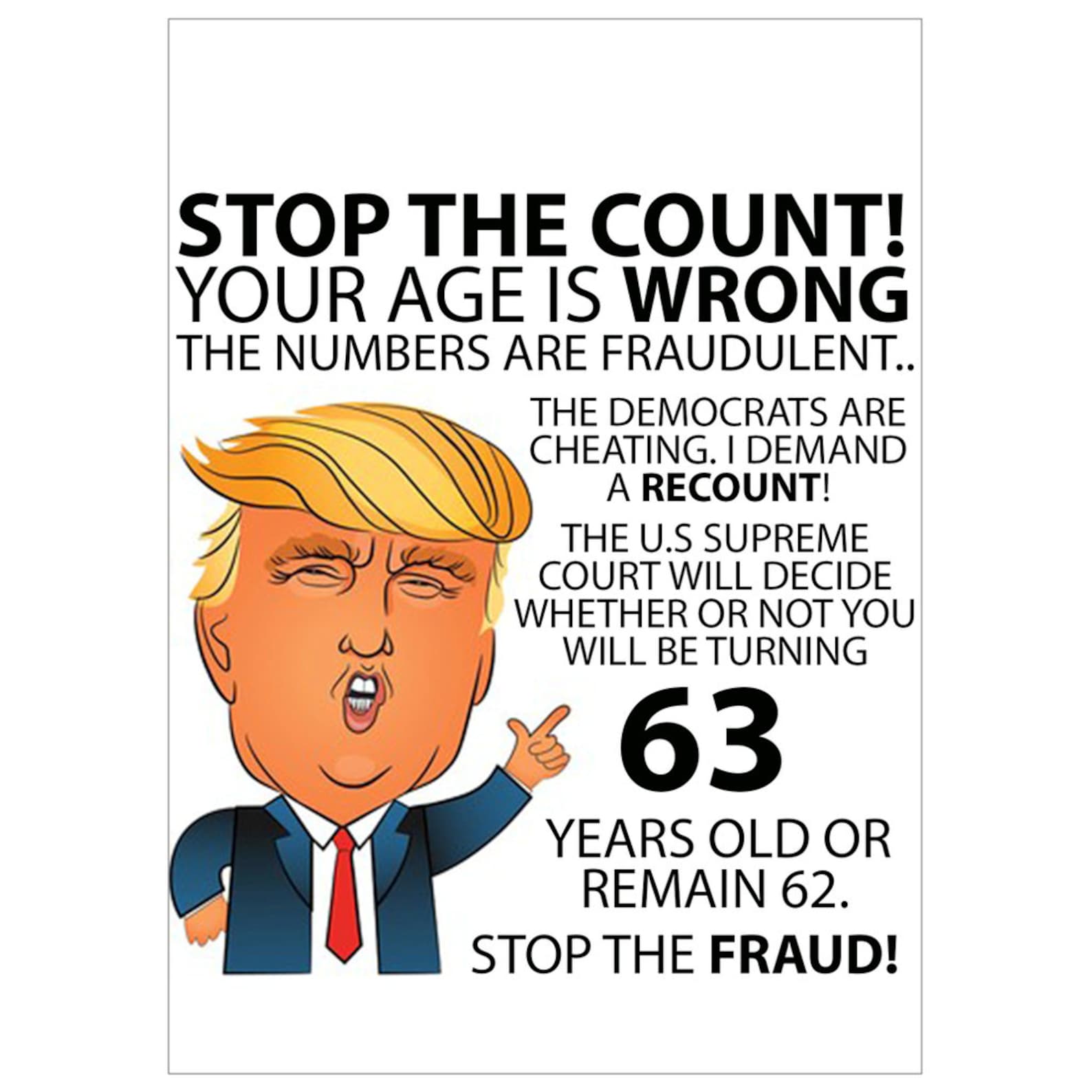 Funny 63rd Birthday Card Funny Trump 63rd Birthday Card | Etsy