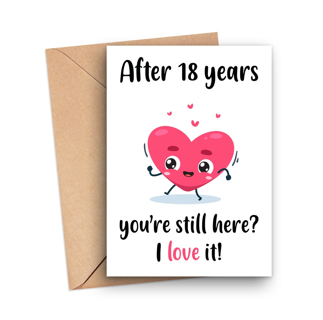 18th Anniversary Card, 18 Year Anniversary Card, Cute 18th Anniversary ...