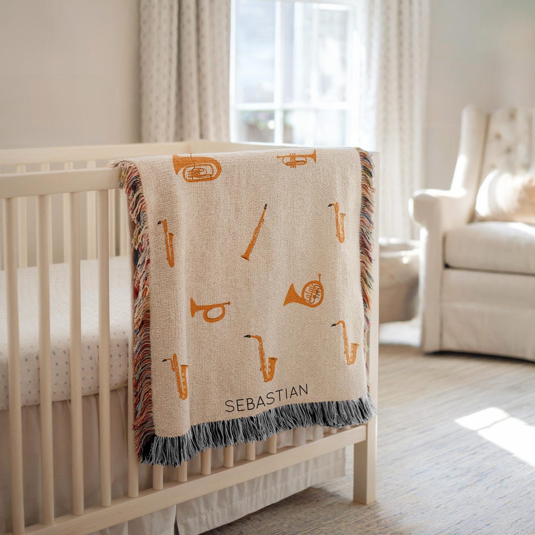 Personalized Brass Instruments Baby Blanket, Custom Name Music Lover ...