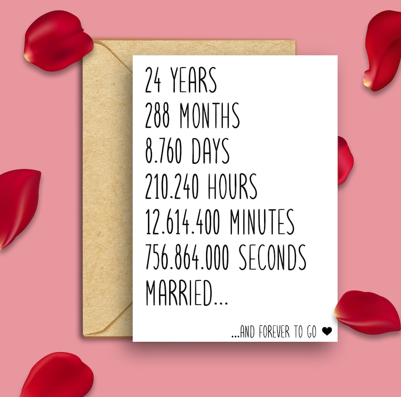 24th Anniversary Card 24th Wedding Anniversary Card 24 Years Etsy UK