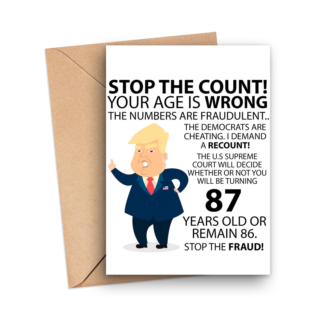 Funny 87th Birthday Card, Funny Trump 87th Birthday Card, Hilarious 87 ...