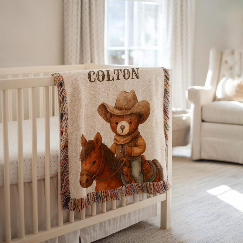 Teddy Bear Cowboy Blanket - Etsy