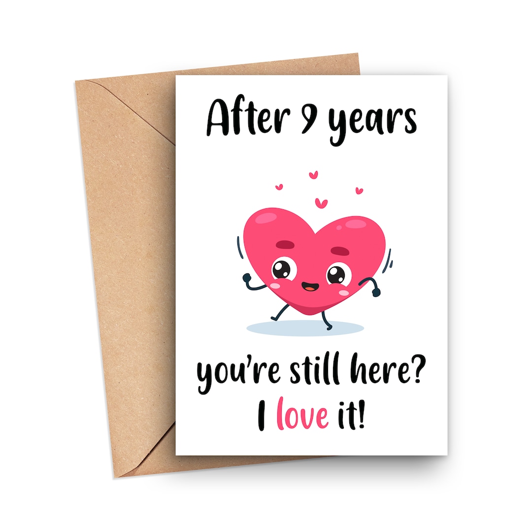 9th Anniversary Card, 9 Year Anniversary Card, Cute 9th Anniversary ...