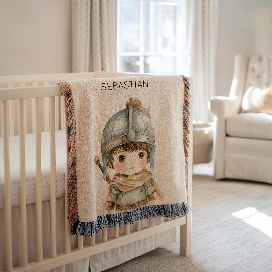 Personalized Roman Gladiator Boy Baby Blanket, Custom Name Warrior ...