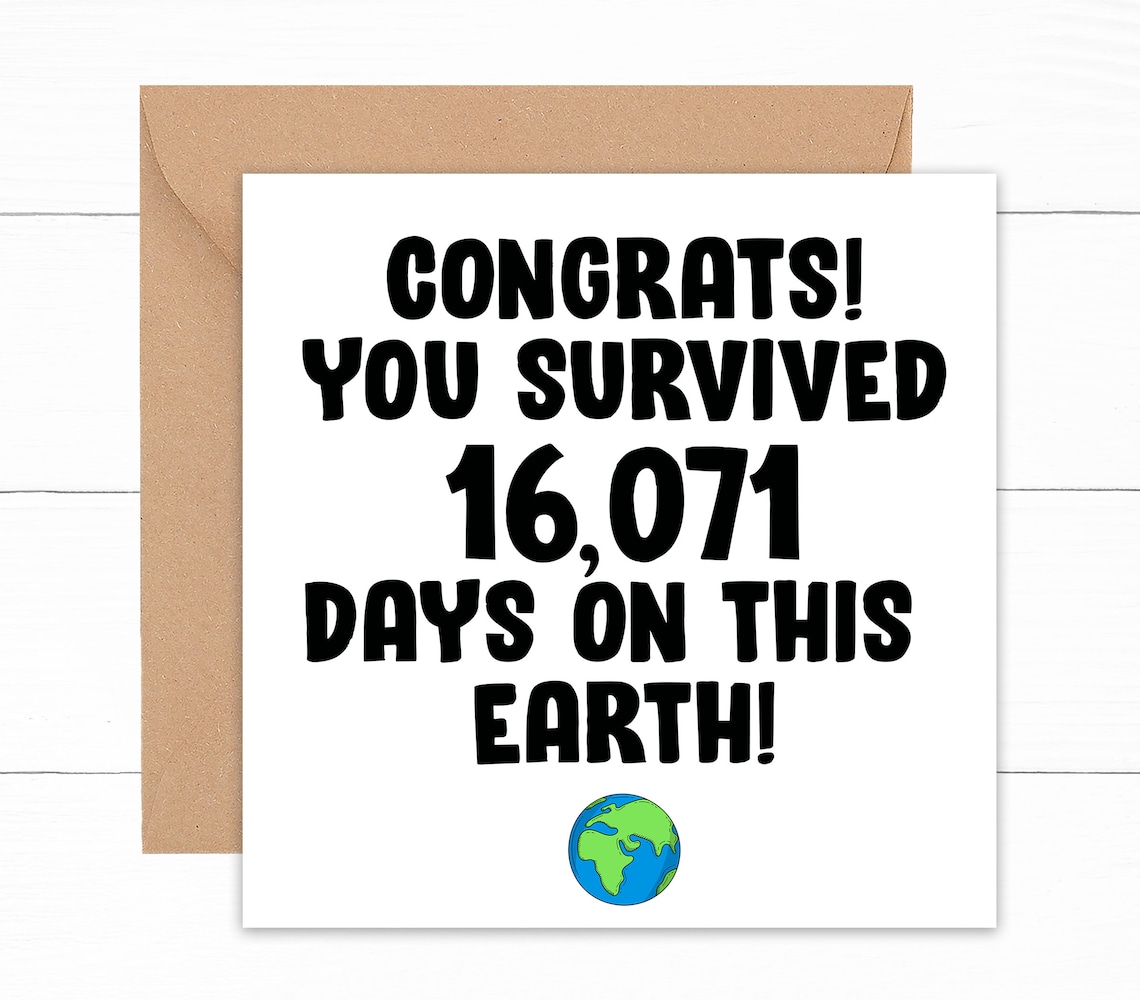 44th Birthday Card Funny 44th Birthday Card Congratulations - Etsy