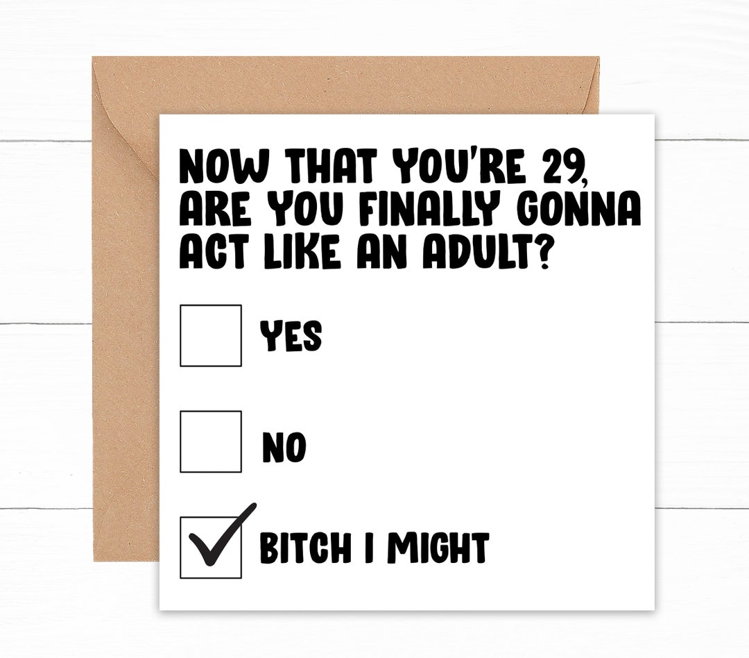 Funny 29th Birthday Card, 29 Year Old Birthday Card, Card for 29th ...