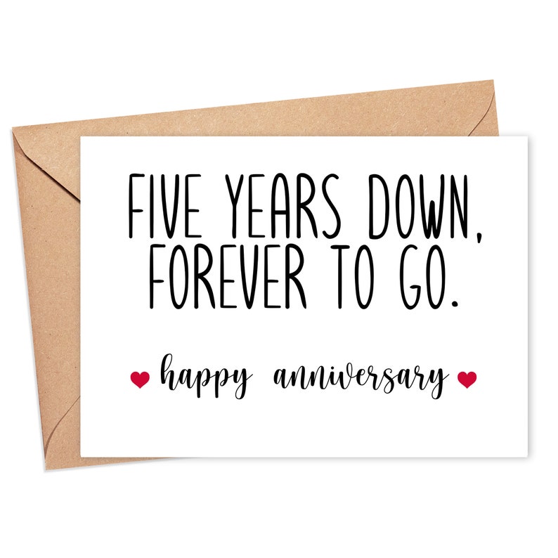 5th Anniversary Card 5 Year Anniversary Card 5th Anniversary - Etsy