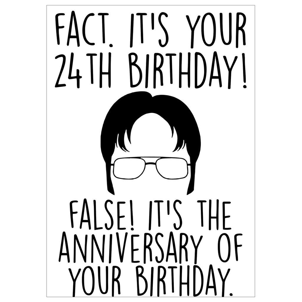Funny 24th Birthday Card Dwight Schrute Funny Birthday Card | Etsy