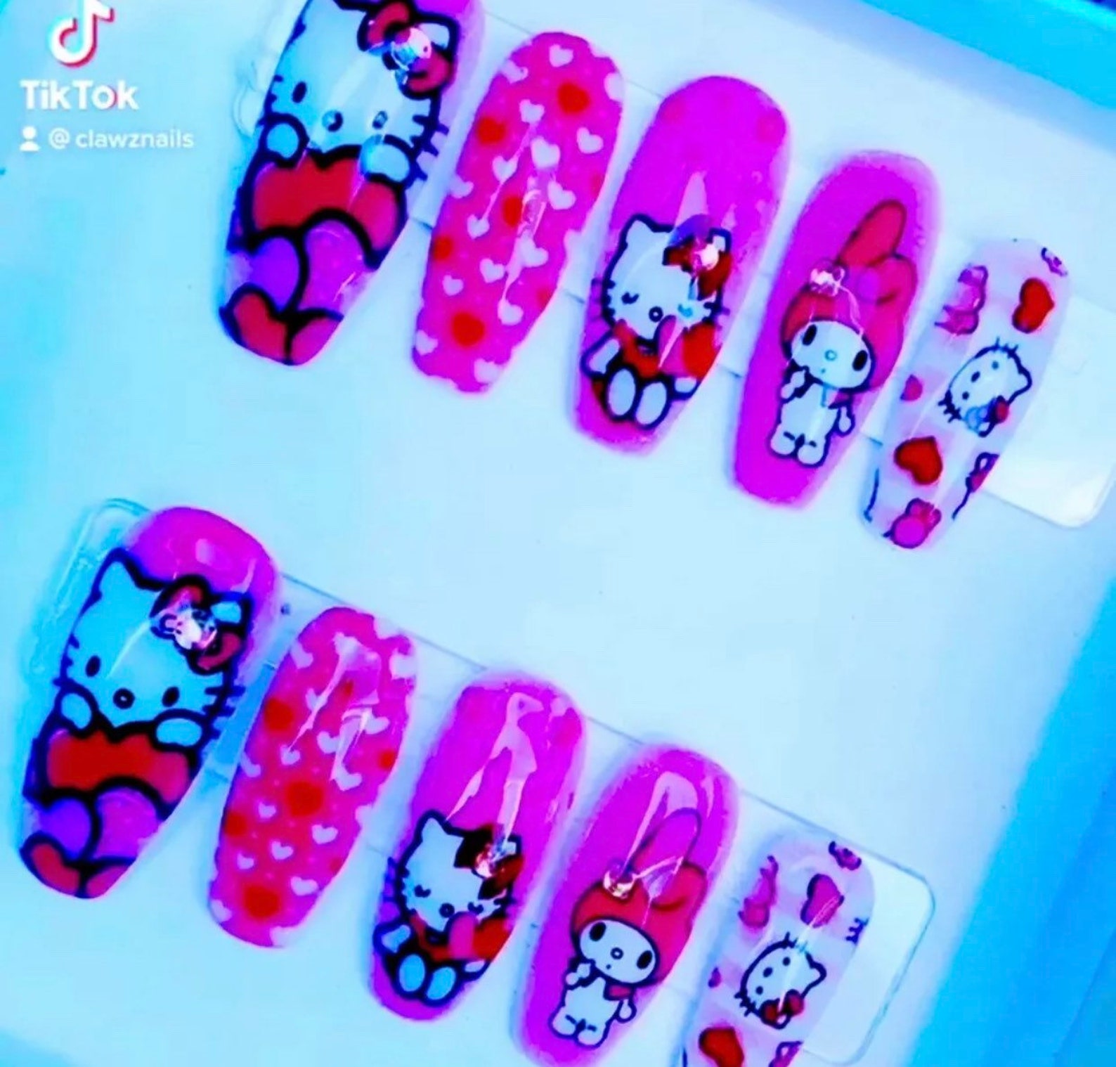 Hello Kitty My Melody Press On Nails Glue On Nails False Nails Etsy