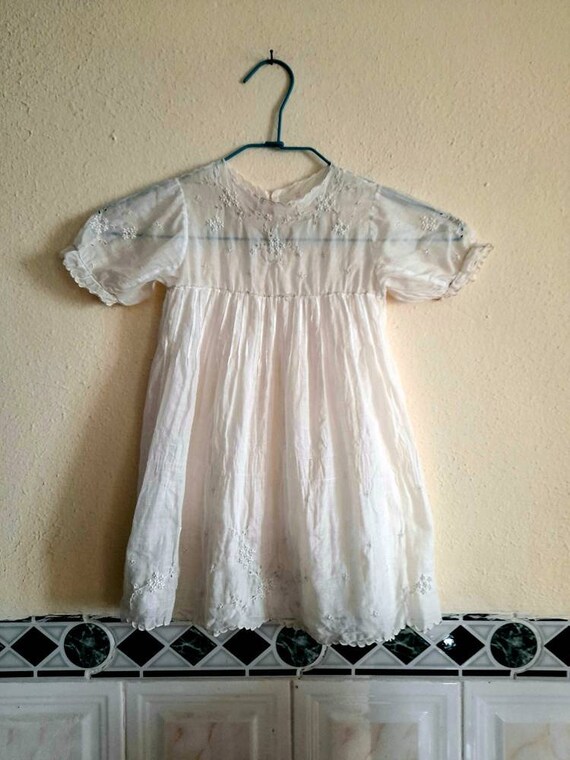 Vintage Little Girl Semi Sheer, Muslin Dress with Del… - Gem