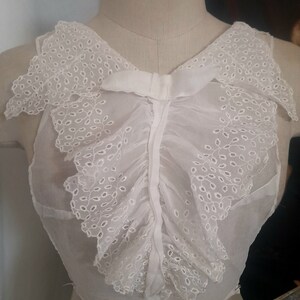 Early 20th Century Organza Plastron With Embroidery and Ruffle ...