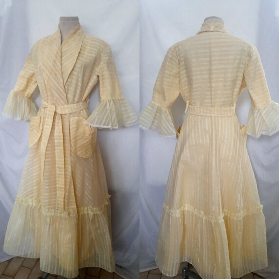 Vintage 50's Beautiful Long Robe, Boudoir Jacket, Old… - Gem