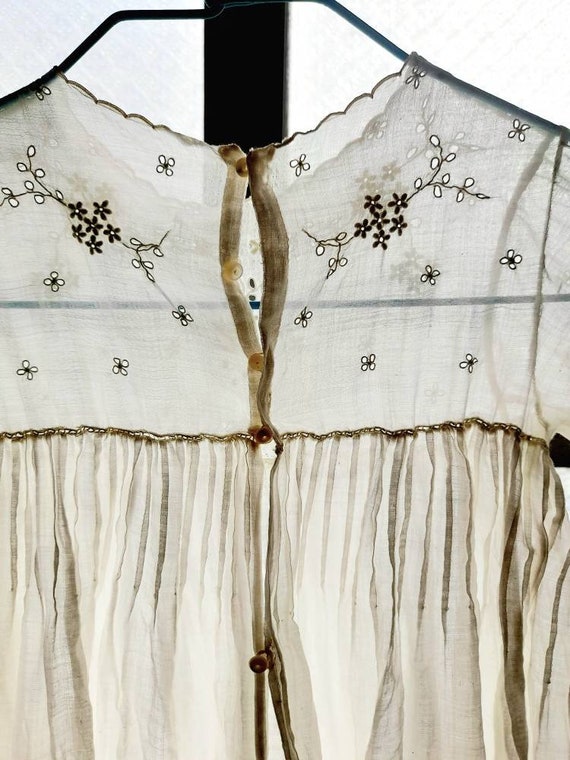 Vintage Little Girl Semi Sheer, Muslin Dress with Del… - Gem