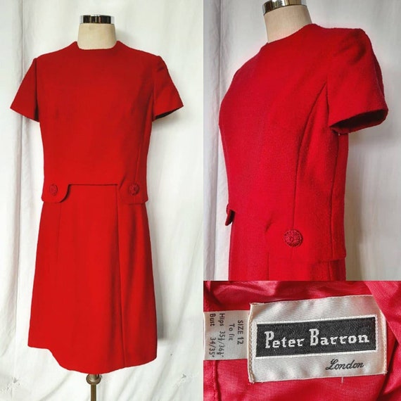 Vintage 60's Peter Barron London, Wool Pencil Dress w… - Gem