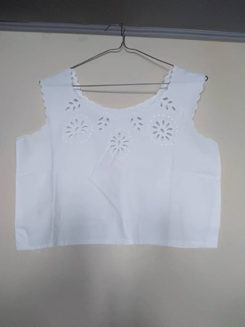 Vintage White Cotton Crop Top With Handmade Eyelet Embroidery - Etsy
