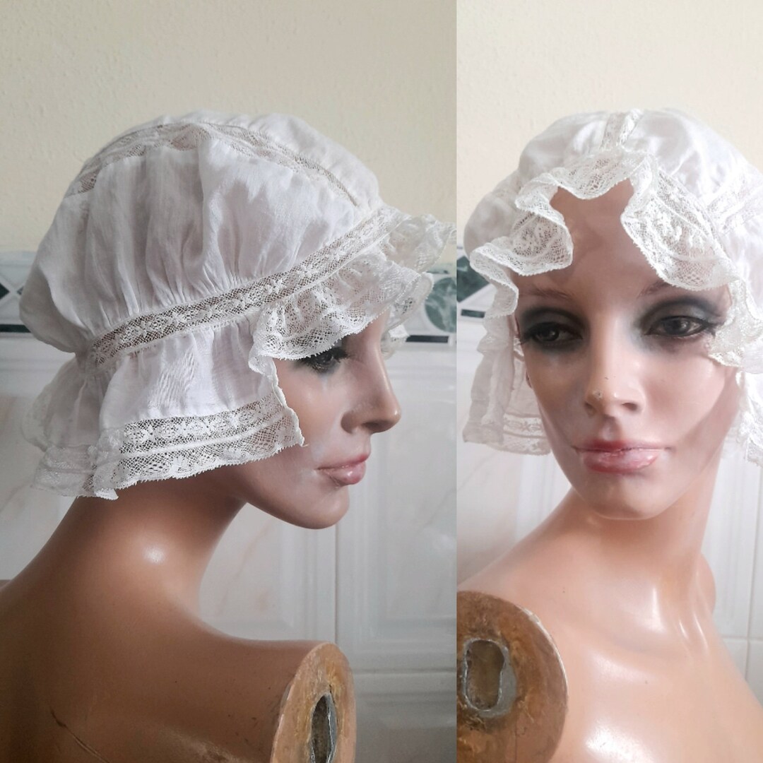 Antique Boudoir Cap, Bonnet, Circa 1910's, With Valenciennes Lace ...