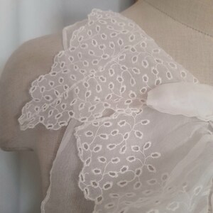 Early 20th Century Organza Plastron With Embroidery and Ruffle ...