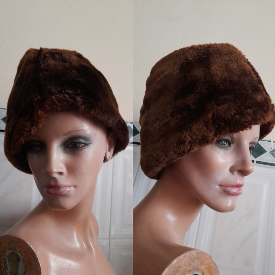 Vintage 60's Brown Shearling Beret, Winter Hat - Etsy