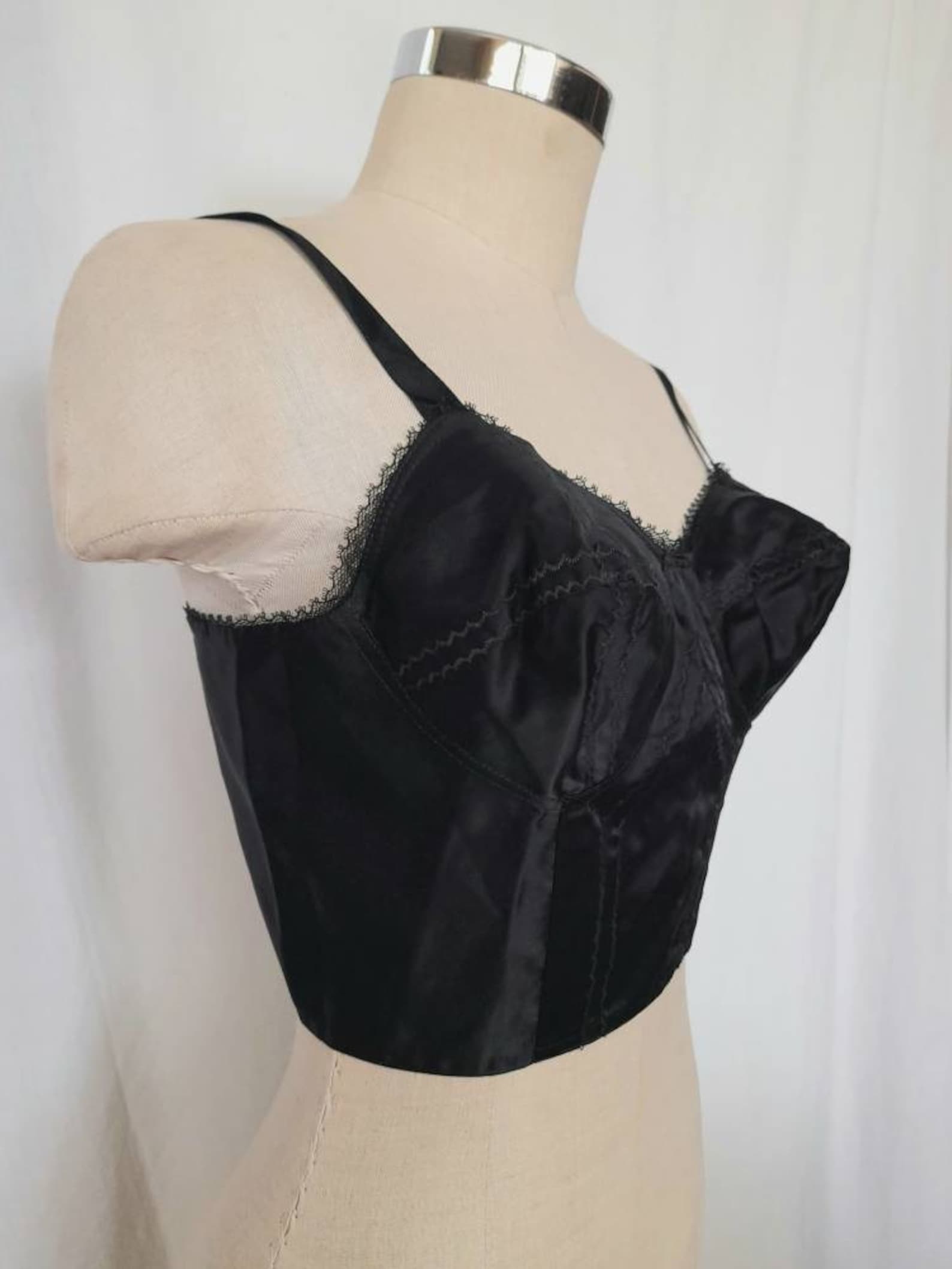 Vintage 60s Pointed Black Bullet Corset Bra With Etsy
