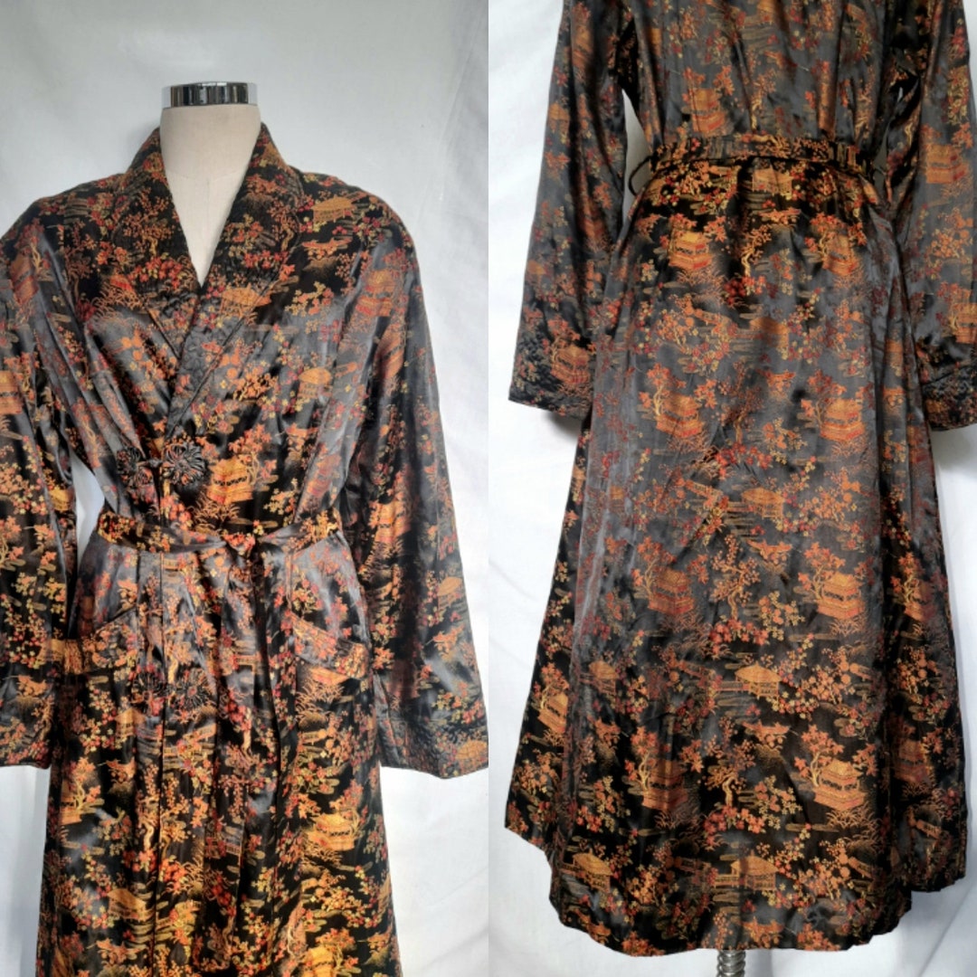 Vintage 60's Chinese Brocade Robe, Boudoir Jacket, Summer Jacket, Made ...