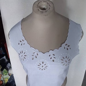 Vintage White Cotton Crop Top With Handmade Eyelet Embroidery - Etsy