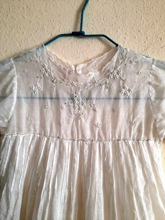 Vintage Little Girl Semi Sheer, Muslin Dress with Del… - Gem