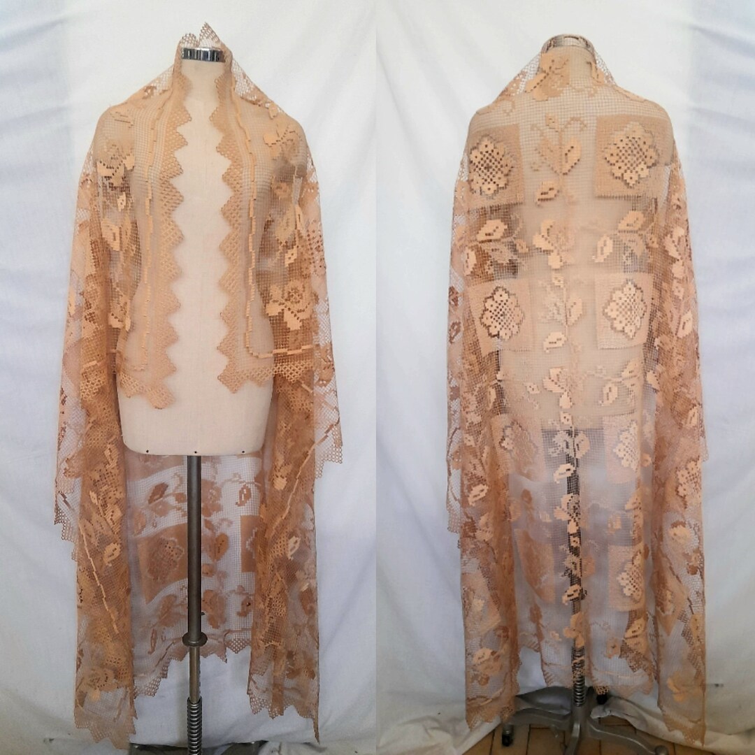 Vintage Beautiful Fillet Lace Cloth, Shawl, Wrap, House Decor - Etsy