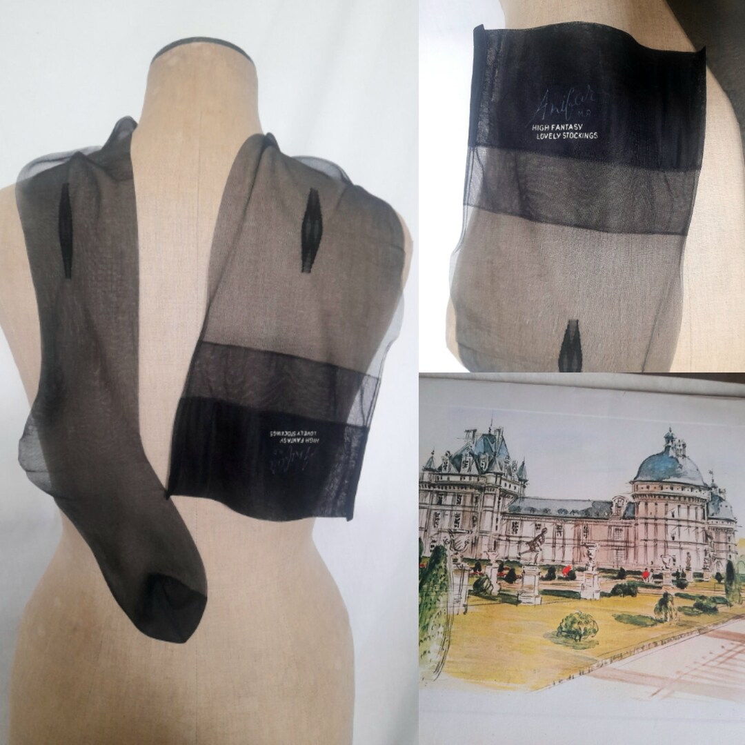 Vintage 60's Black Sheer Stockings, Anifar High Fantasy Lovely ...