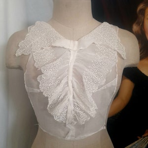 Early 20th Century Organza Plastron With Embroidery and Ruffle ...