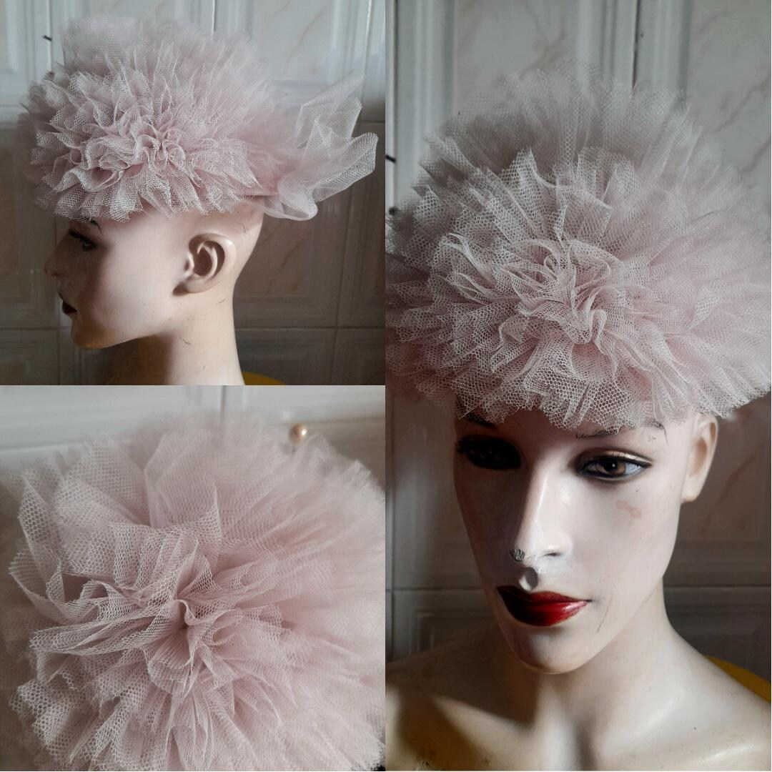 Vintage 60's Frilly Pink Tulle Wedding Hat With Bow, Formal Hat - Etsy