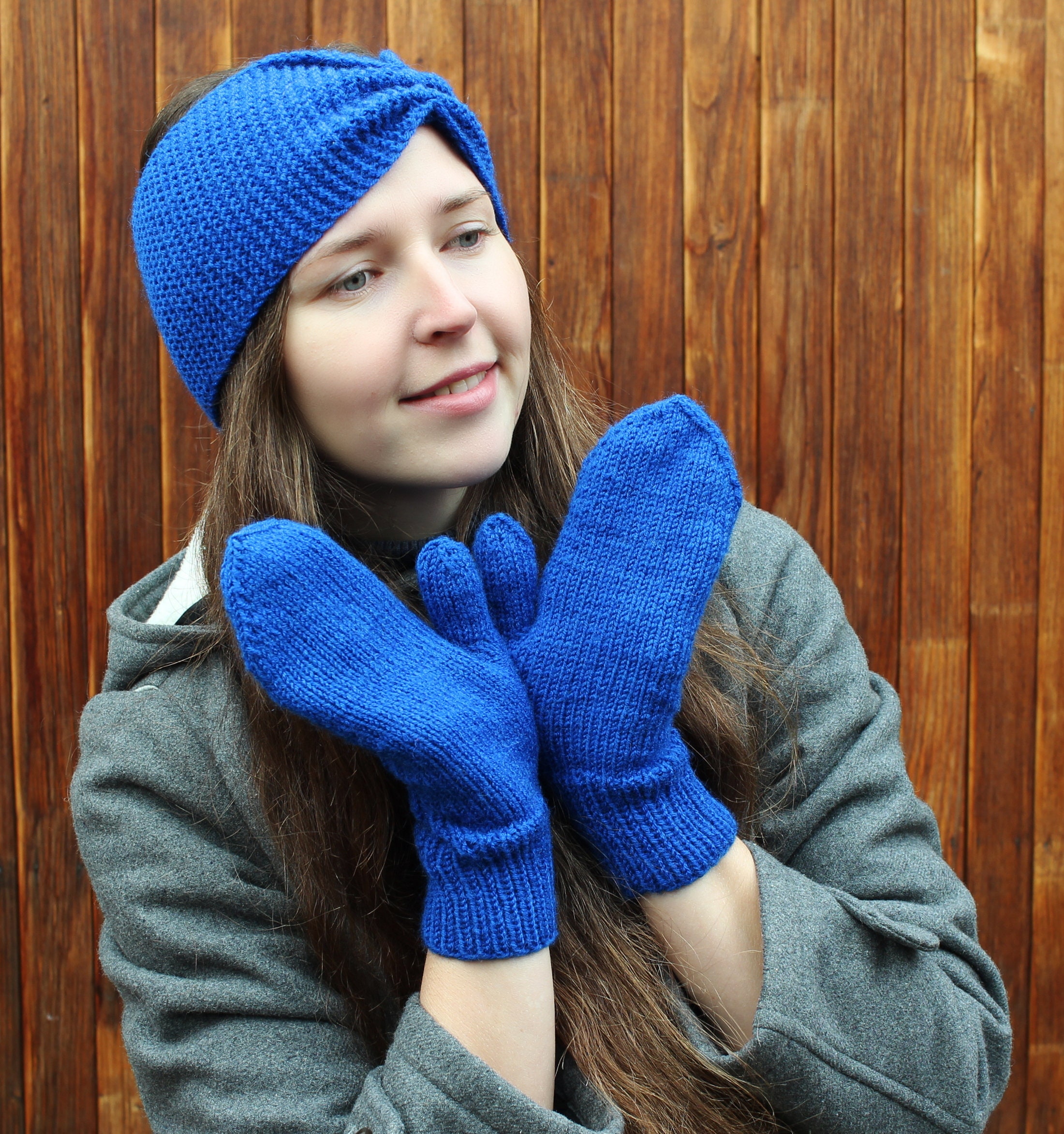 Royal Blue Cable Mittens Hand Knitted Mittens Winter Warm - Etsy