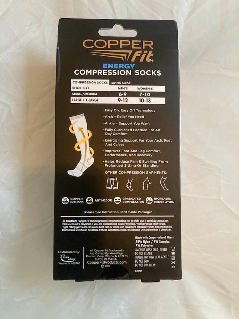 Copper Fit Energy Compression Socks Black, Size S/M - Etsy