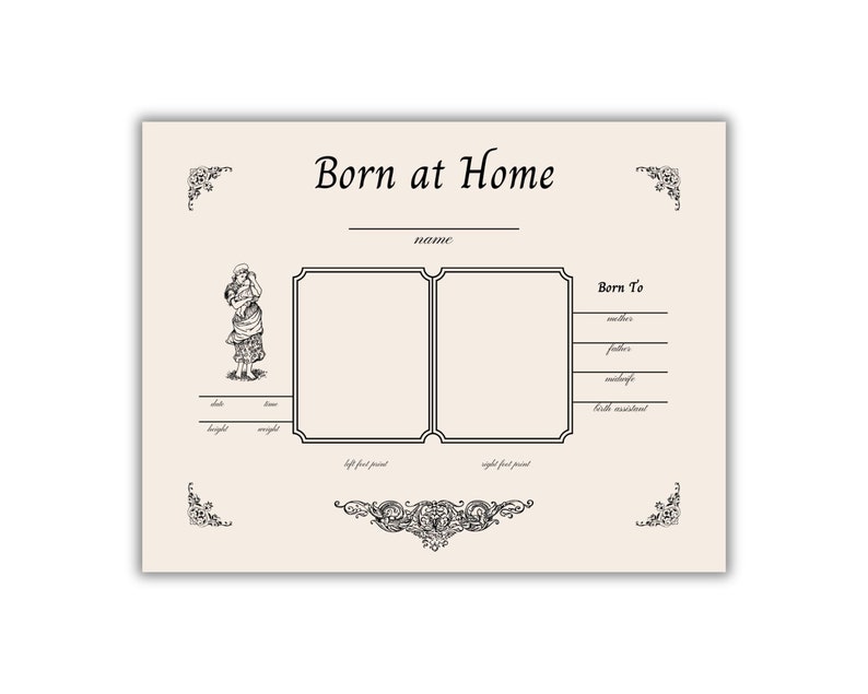Vintage Style Birth Certificate for Home Birth, Keepsake With ...