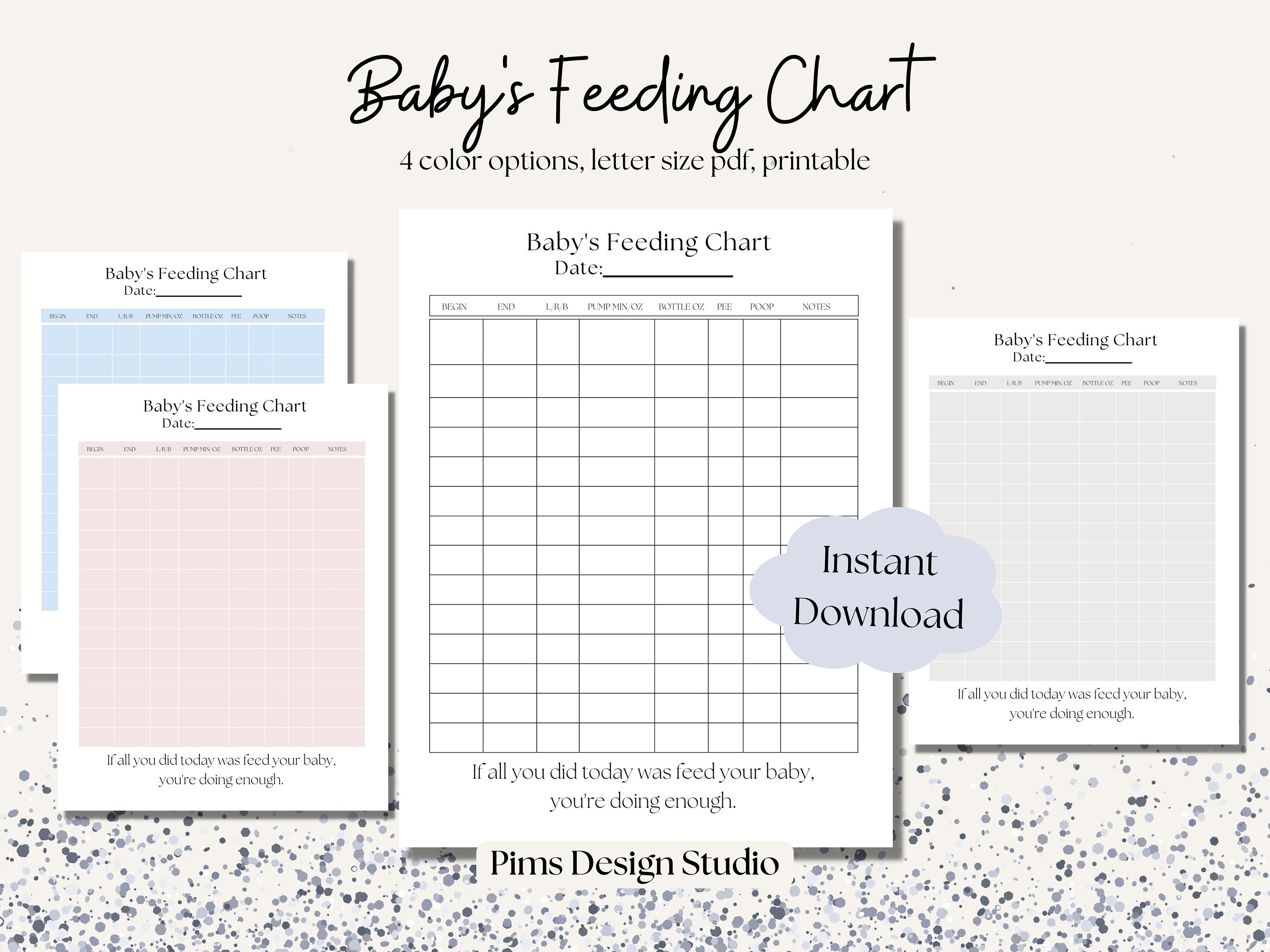 Simple Newborn Breastfeeding Log | Printable Baby Feeding Chart ...
