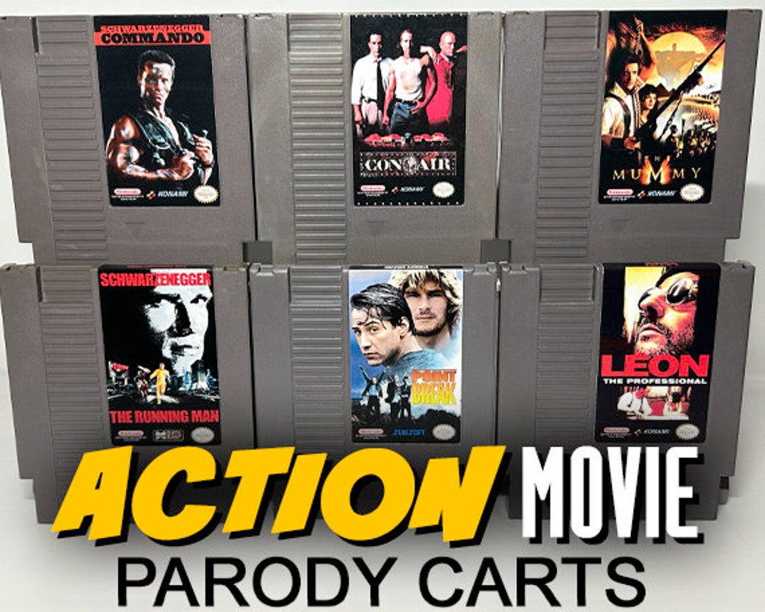Action Movie Nintendo Parody Carts Made From Real NES, SNES, N64 Carts ...