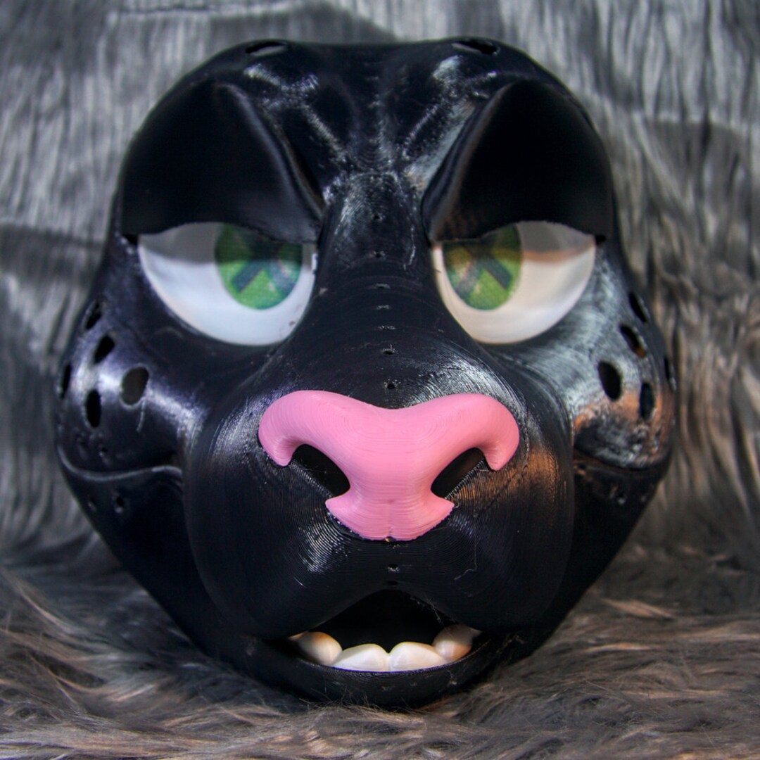 Leopard 3D Printed Fursuit Head Base With Moveable Jaw, Eyes, Teeth and ...