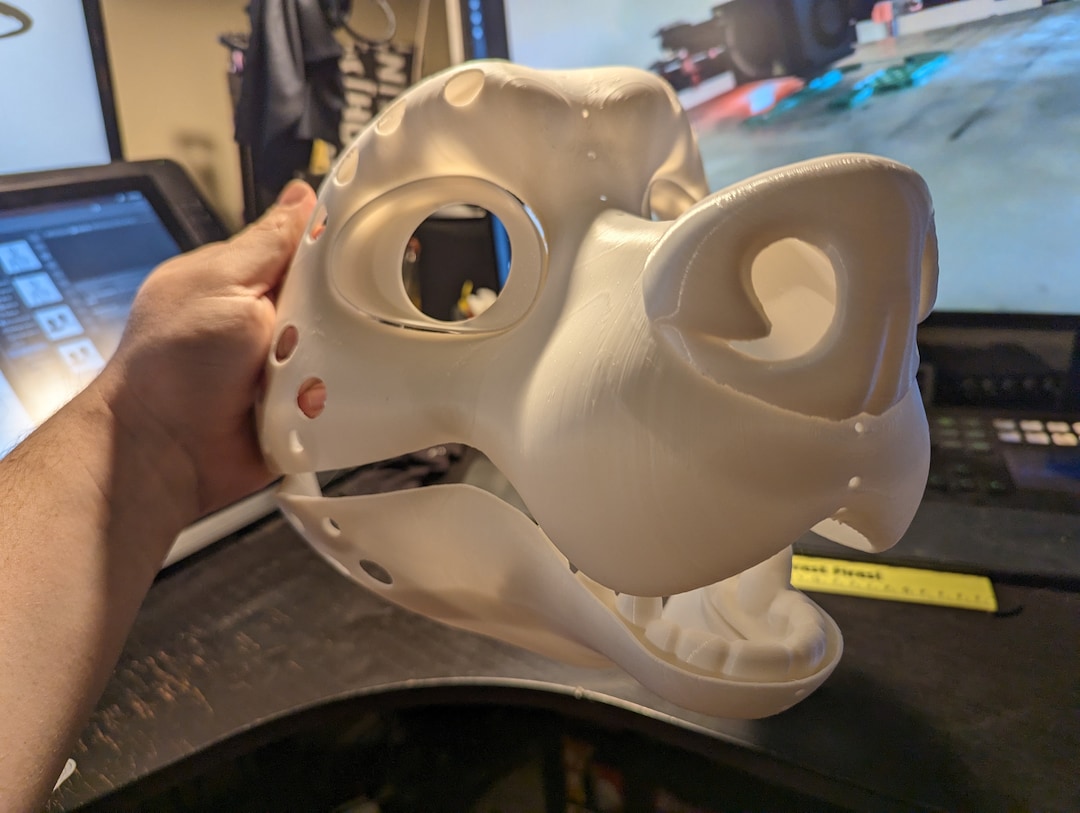 3d Printed Wolf Fursuit Head Base With Moveable Jaw, Eyes, Teeth and ...