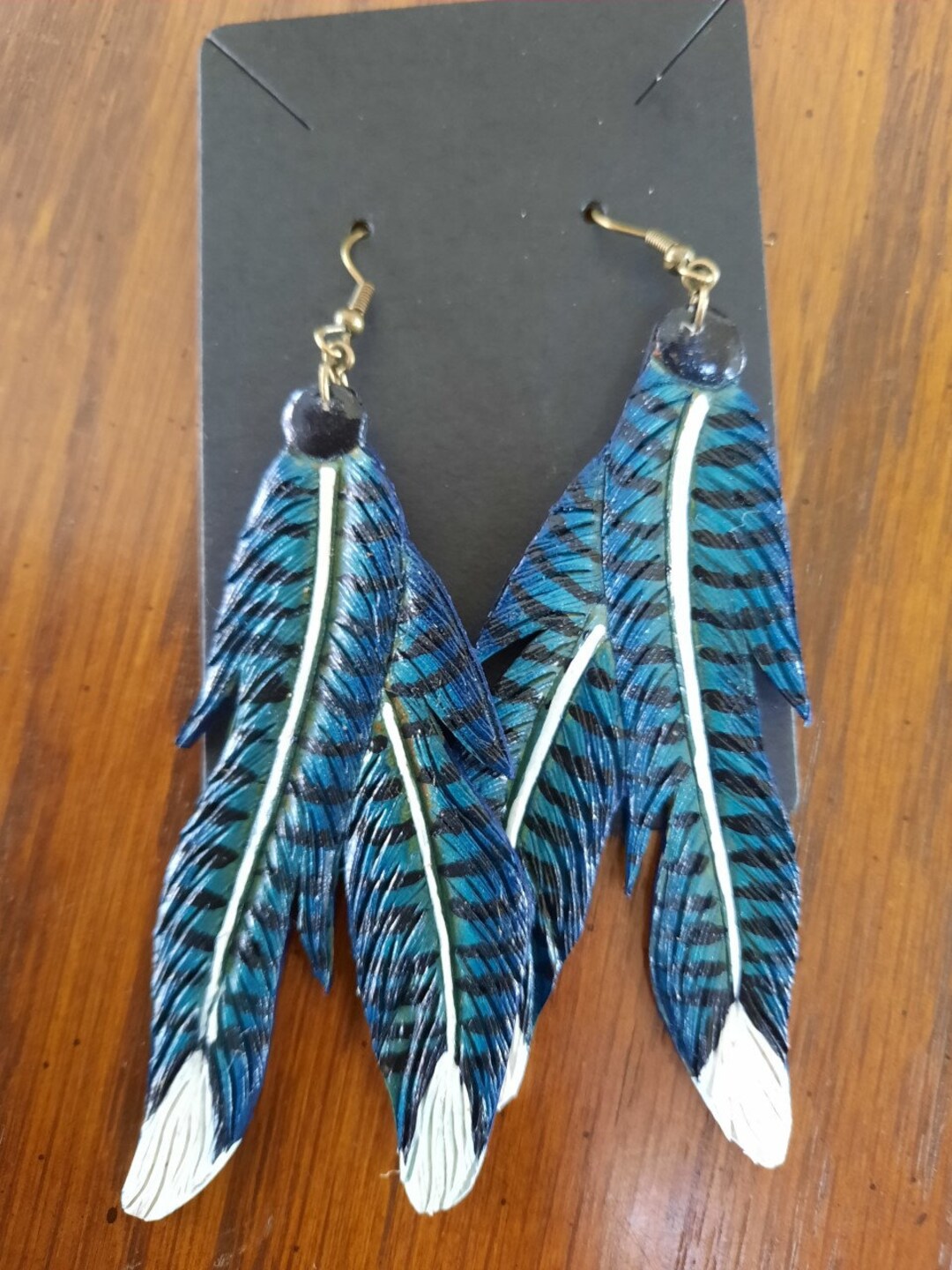 Hand Tooled Leather Feather Earrings - Etsy