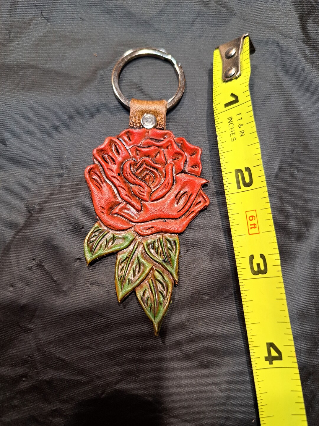 Leather Rose Key Chain - Etsy
