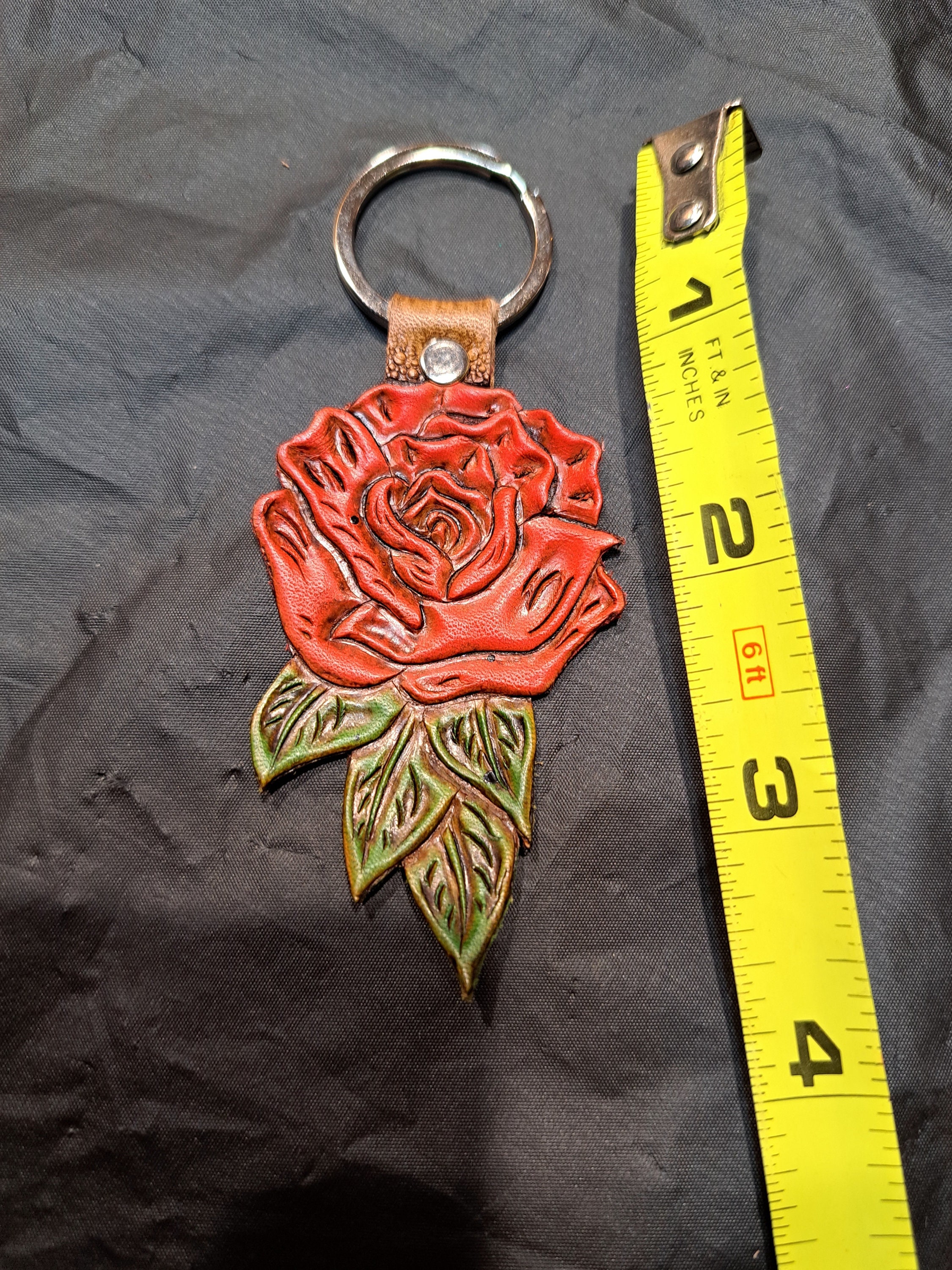 Leather Rose Key Chain - Etsy