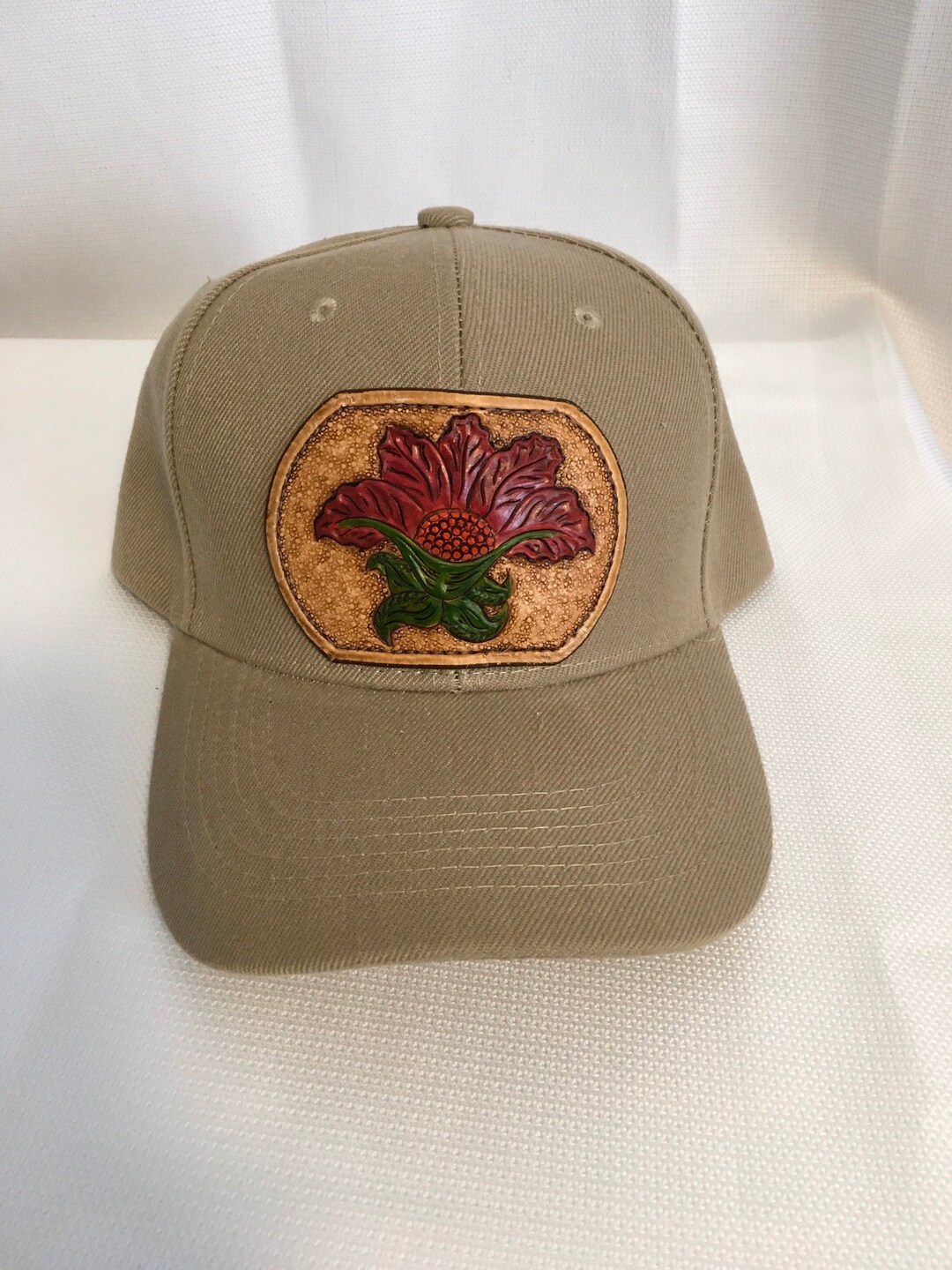 Velcro Back Baseball Cap With Leather Embellishment - Etsy