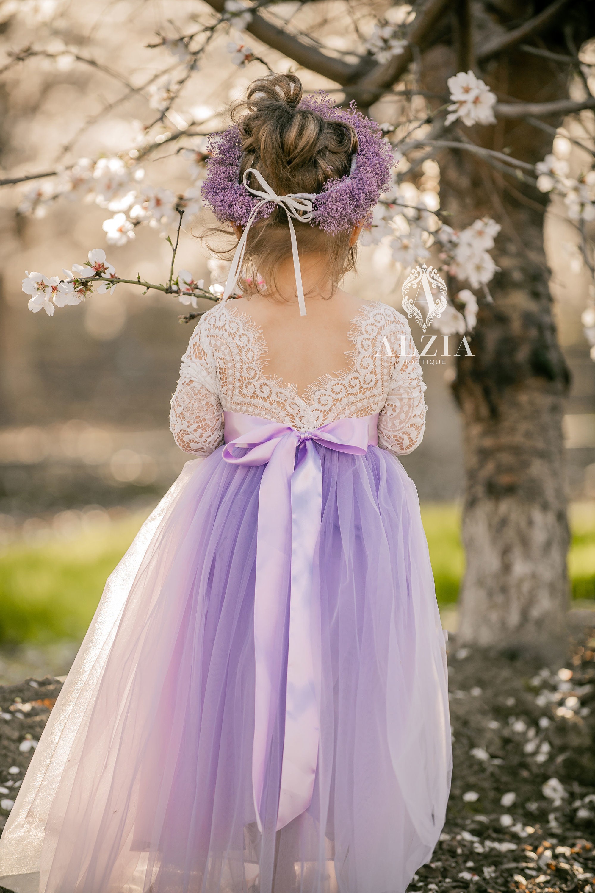 Dusty Purple Flower Girl Dress Lilac Vintage Girls Etsy