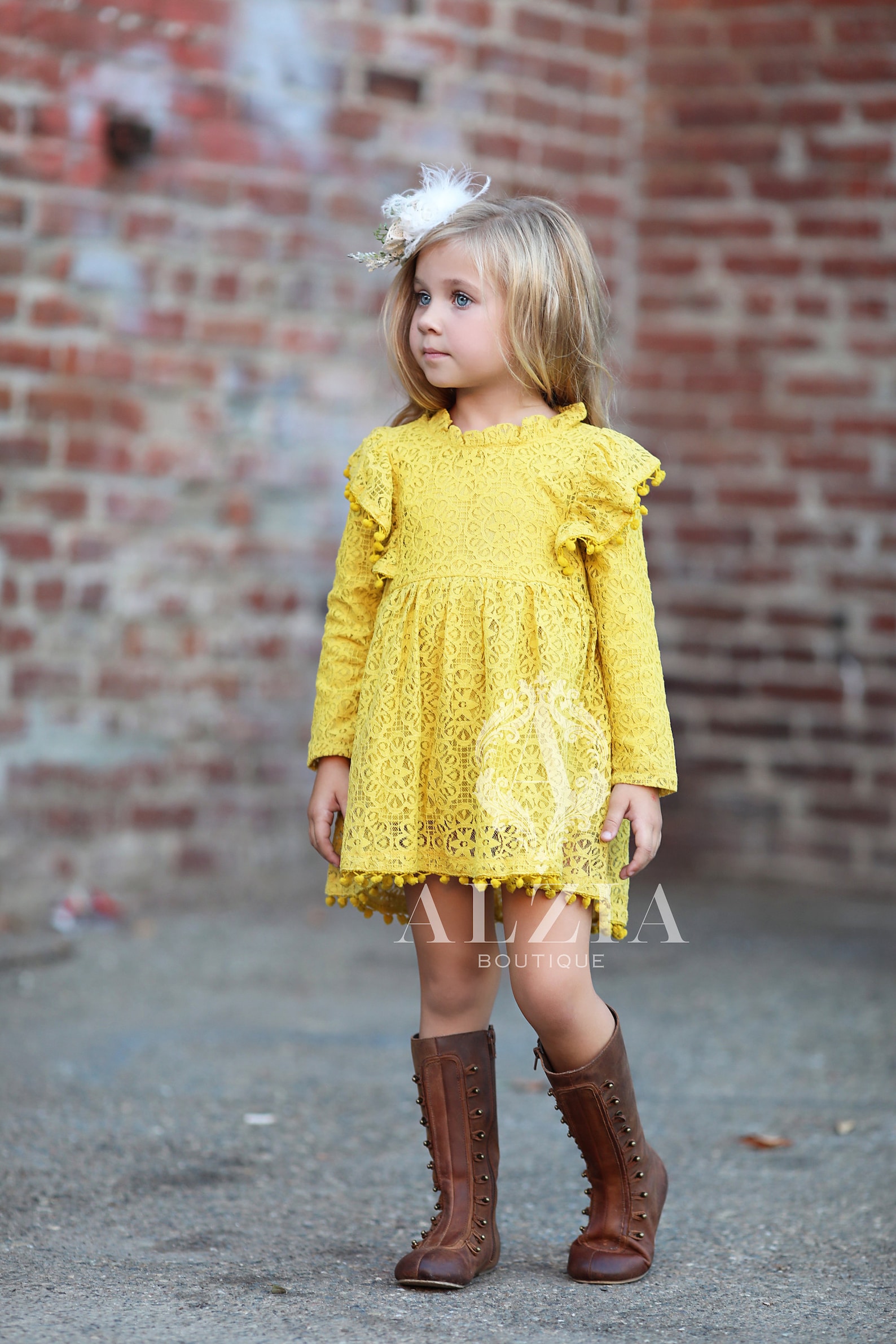 Mustard Yellow Lace Dress: Long Sleeve Fall Outfit - Etsy