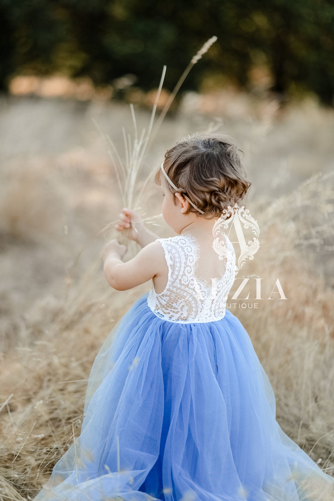 Dusty Blue Lace Flower Girl Dress Lace Back Dress Lace Etsy Sweden