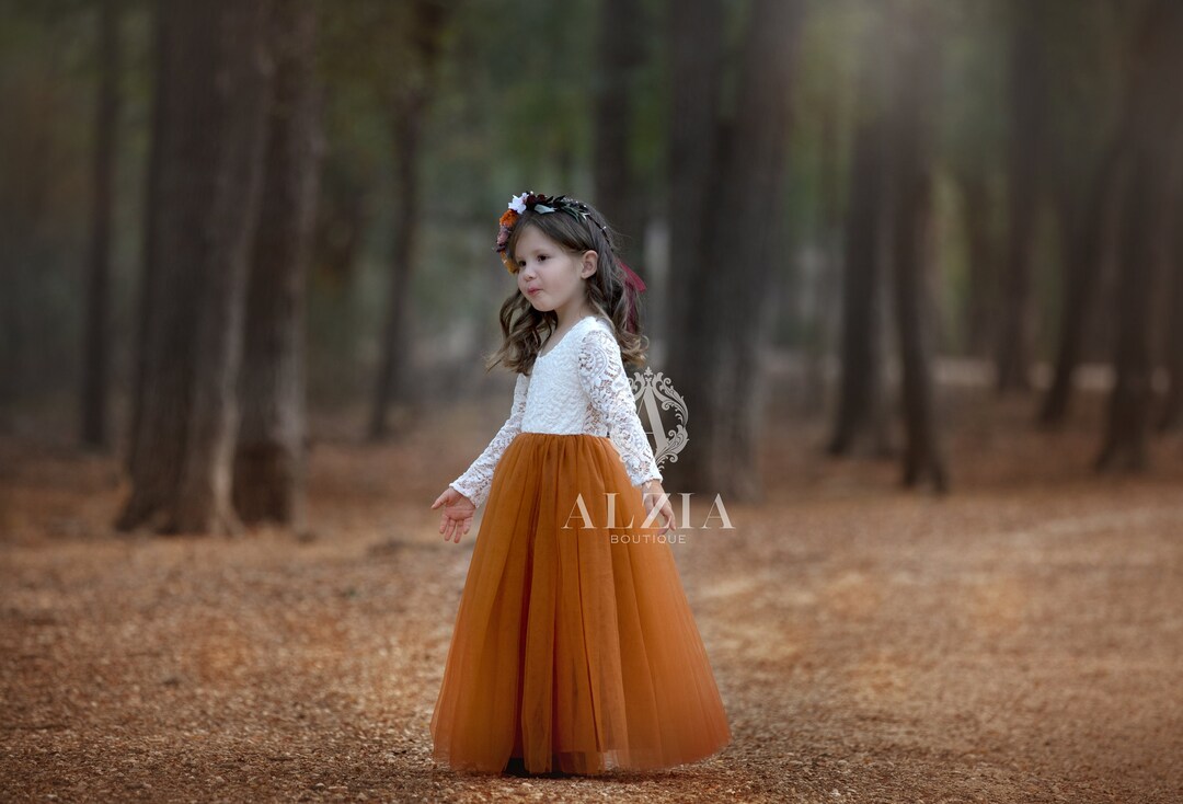 Burnt Orange Flower Girl Dress Rust Flower Girl Autumnal - Etsy