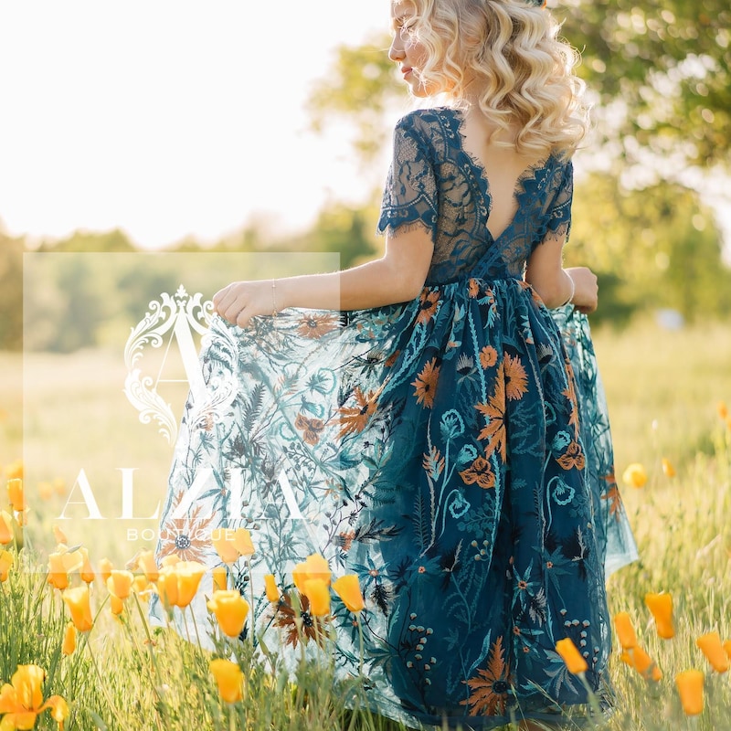Junior Teal Flower Dress - Etsy
