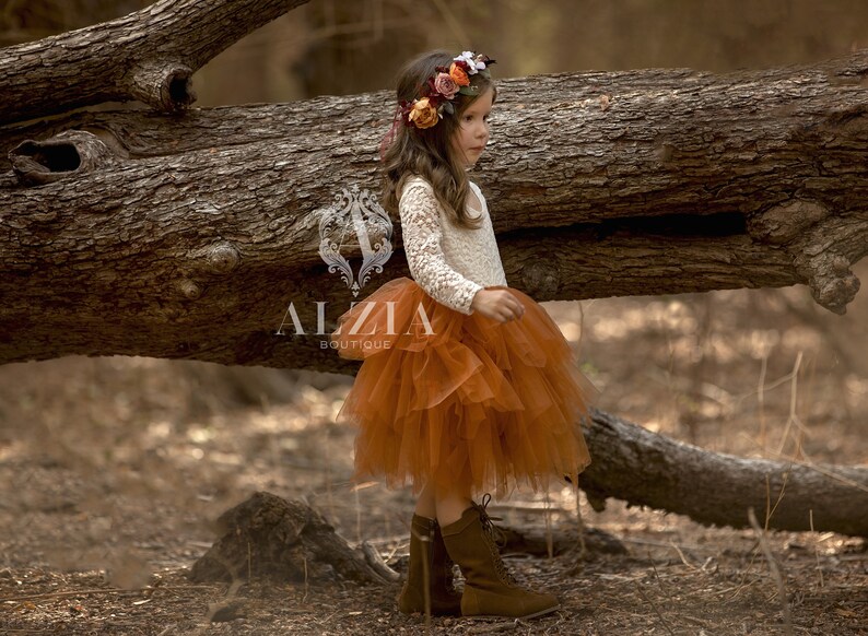 Burnt Orange Flower Girl Dress Rust Flower Girl Autumnal - Etsy
