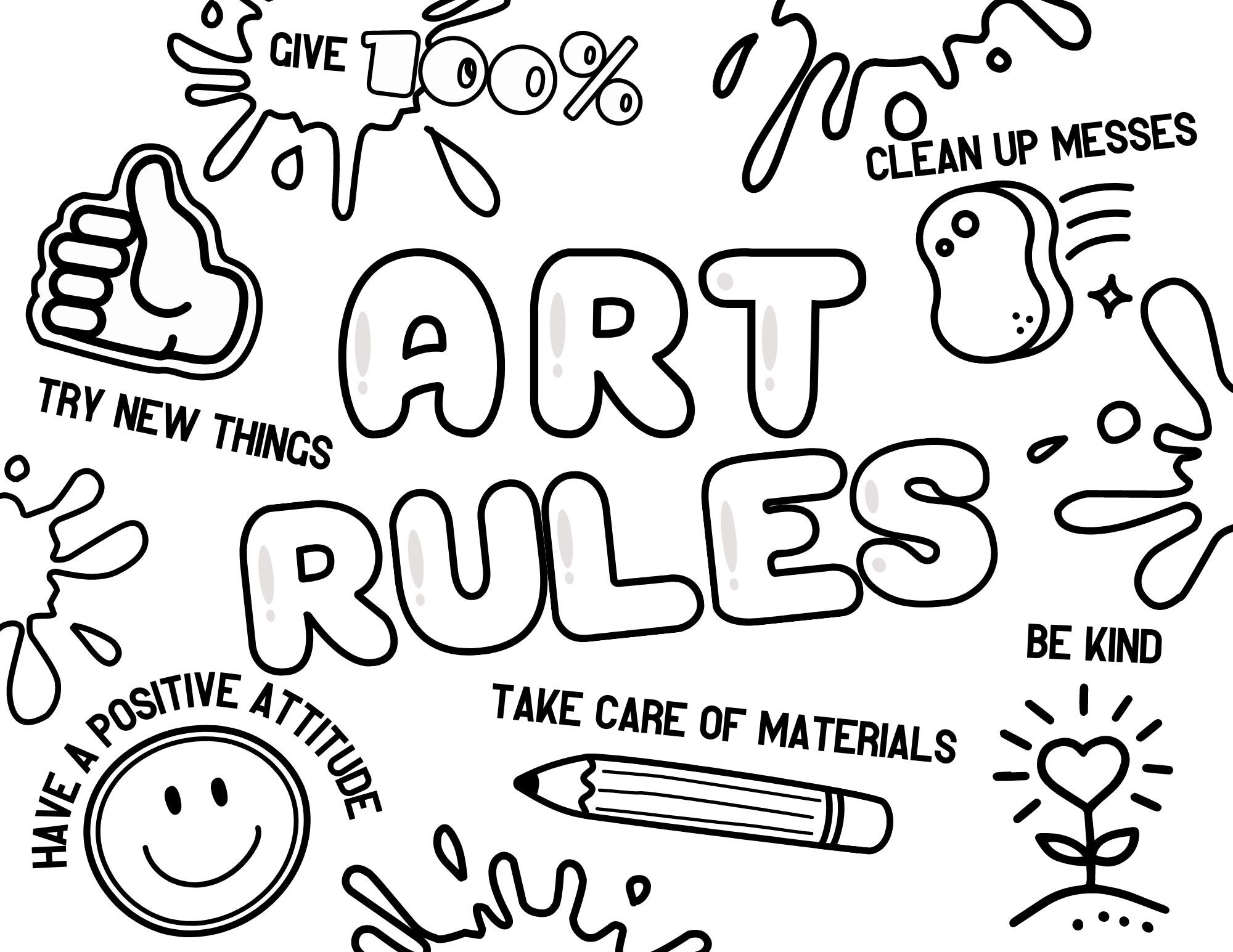 ART RULES Visual Syllabus Printable Coloring Page - Etsy